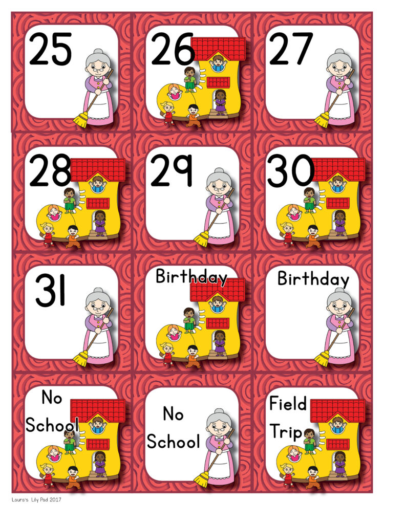 Calendar Number Cards Nursery Rhyme Theme | Made By Teachers
