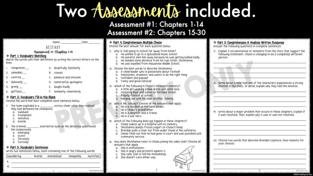 Restart Novel Study Unit | Made By Teachers
