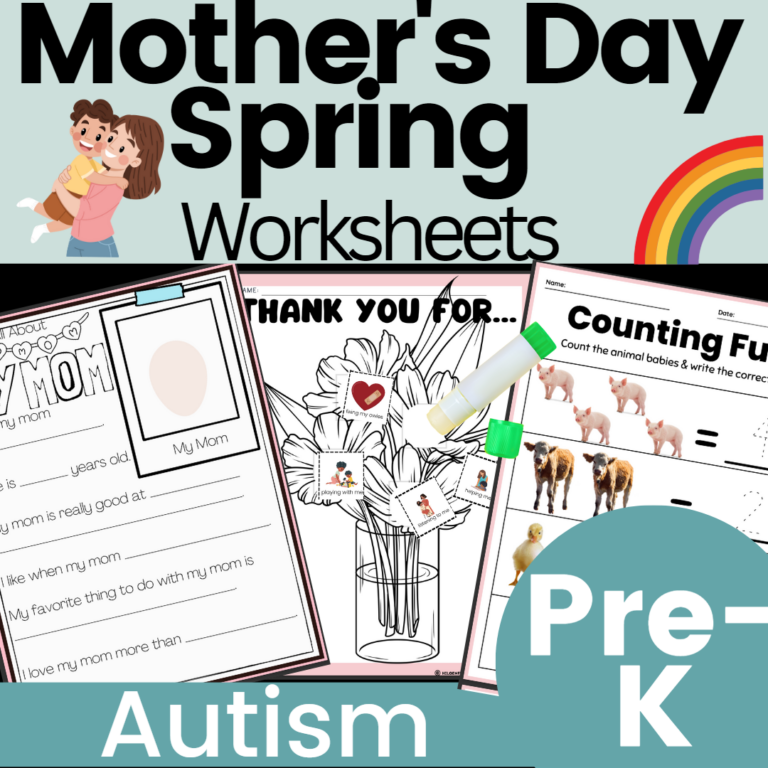 Spring May & Mother's Day Preschool Worksheets for Special Education ...