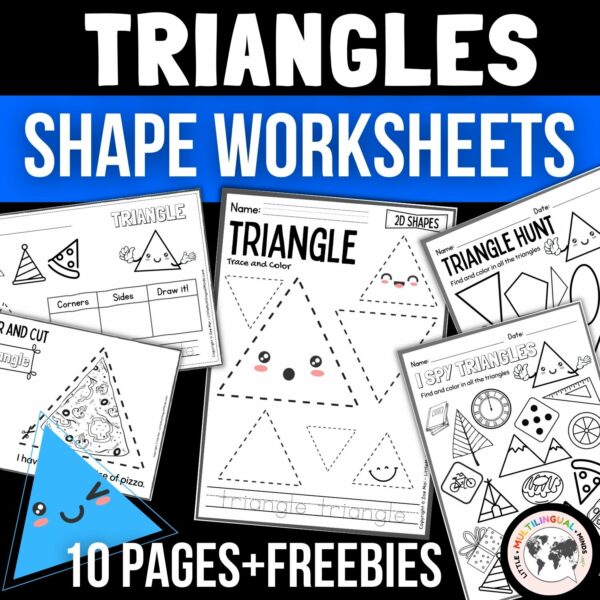 Kindergarten 2D Shapes Worksheet: TRIANGLES - Shape Sort, Shape Hunt ...