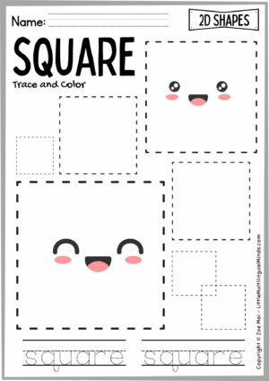 Kindergarten 2D Shapes Worksheet: SQUARE - Shape Sort, Shape Hunt, Math ...