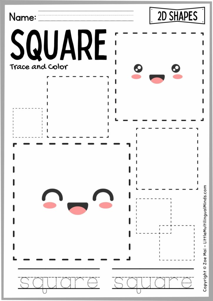 Kindergarten 2D Shapes Worksheet: SQUARE - Shape Sort, Shape Hunt, Math ...
