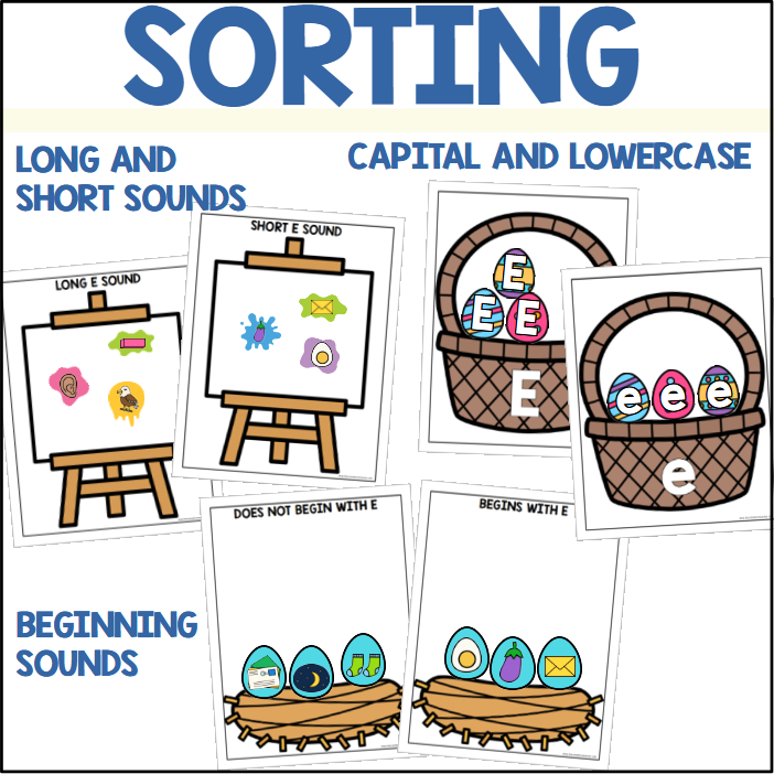 Letter E Hands On Centers for Letter Recognition and Beginning Sounds ...