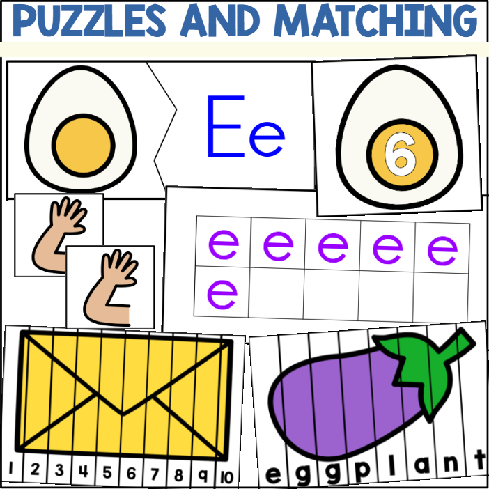 Letter E Hands On Centers for Letter Recognition and Beginning Sounds ...