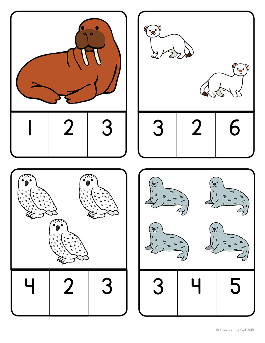 Arctic Count and Clip Cards | Made By Teachers