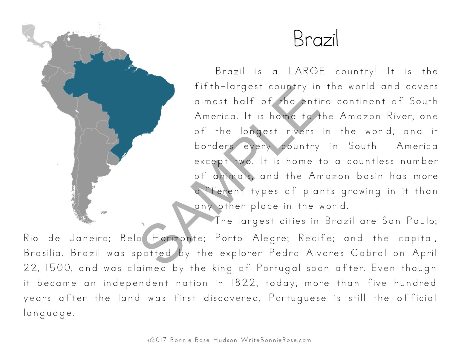 My Book About Brazil with Cursive Copywork | Made By Teachers