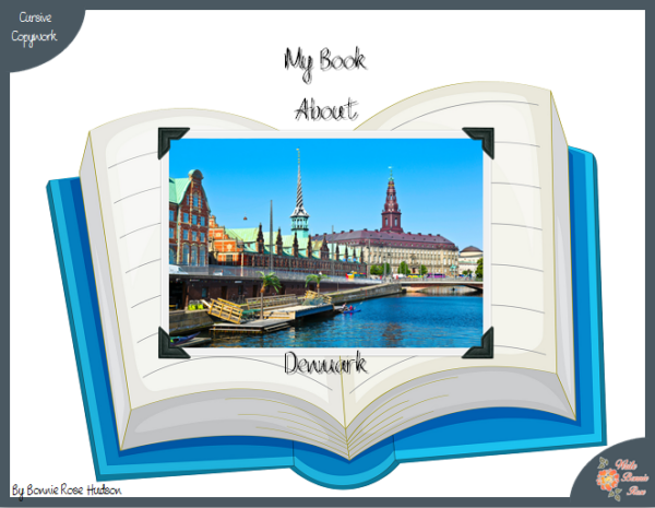 My Book About Denmark with Cursive Copywork | Made By Teachers