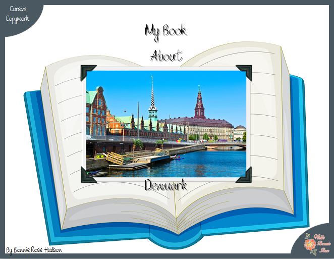 My Book About Denmark with Cursive Copywork | Made By Teachers