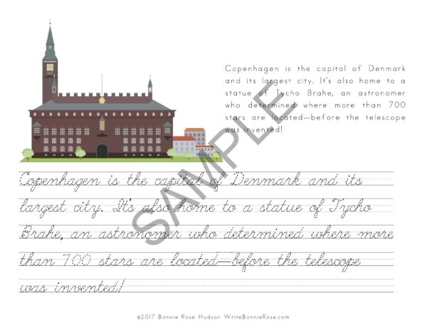 My Book About Denmark with Cursive Copywork | Made By Teachers
