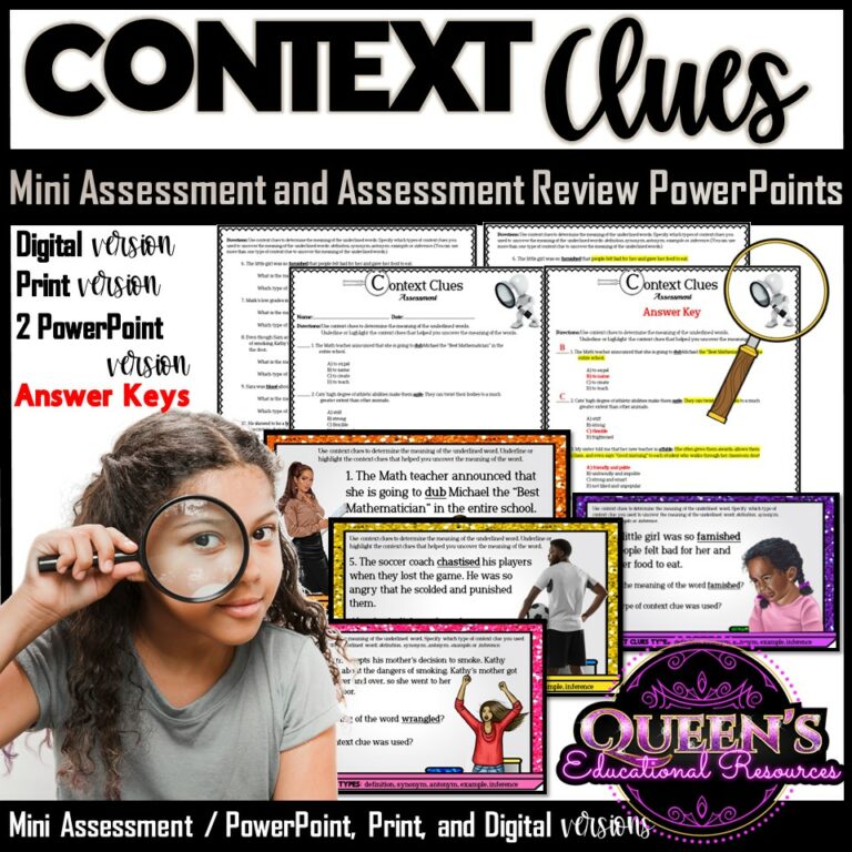 Context Clues Assessment, Context Clues Test, Reading Comprehension ...