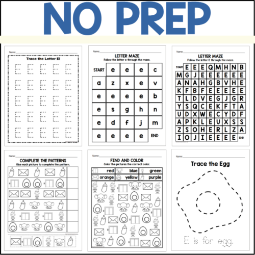 Letter E Worksheets and Hands On Centers Bundle | Made By Teachers