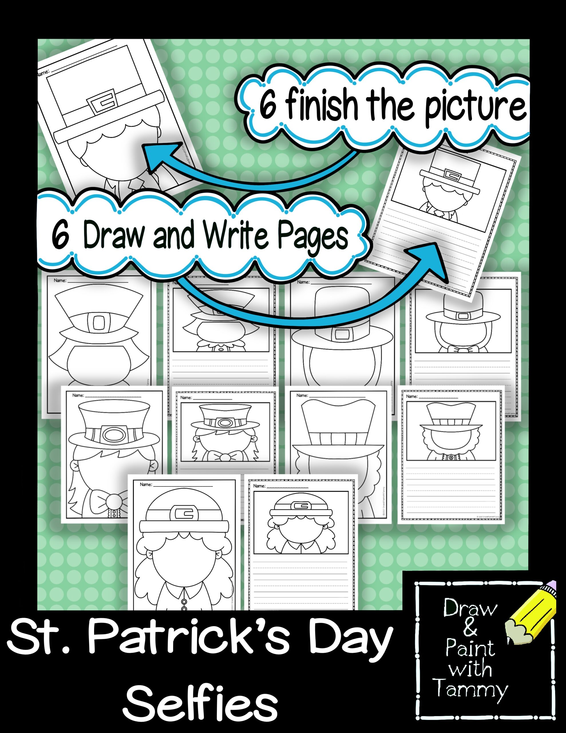 St. Patrick’s day finish the selfie art activity printable art sub ...