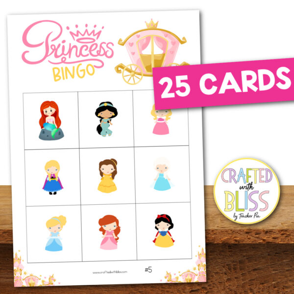 25 Cards Princess Bingo Game Printable | Made By Teachers