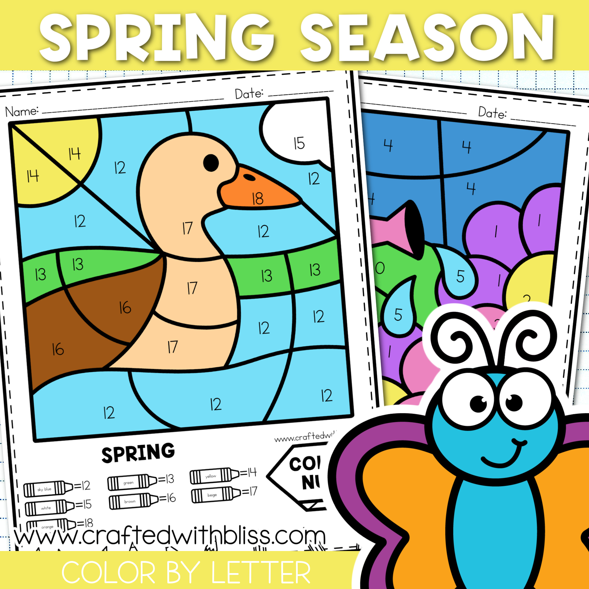 NO PREP Spring Season Color By Number Worksheet | Math Center | Made By ...