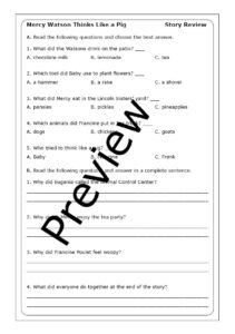 Kate DiCamillo "Mercy Watson Thinks Like a Pig" worksheets | Made By ...