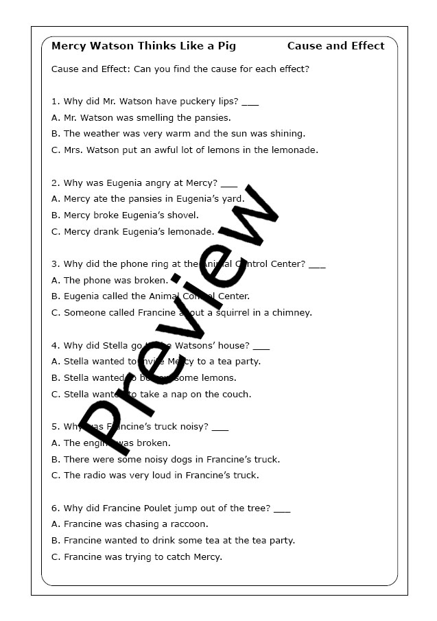 Kate DiCamillo "Mercy Watson Thinks Like a Pig" worksheets | Made By ...