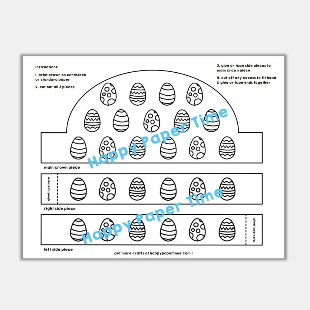 Easter Eggs Paper Crown Headband Printable Easter Craft Coloring ...