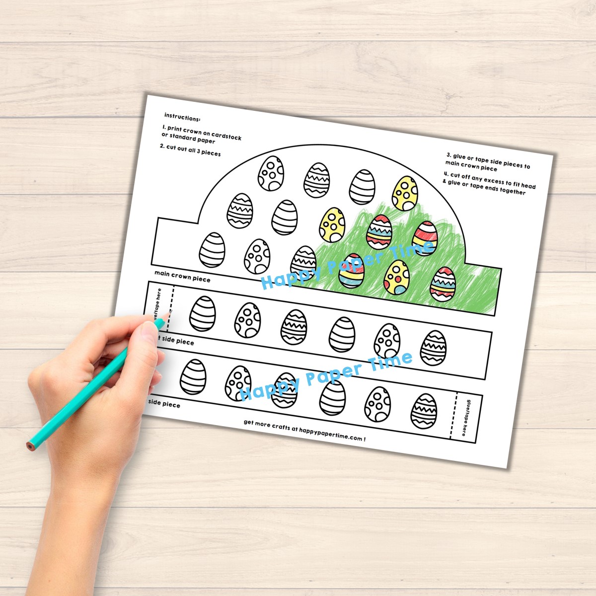 Easter Eggs Paper Crown Headband Printable Easter Craft Coloring ...