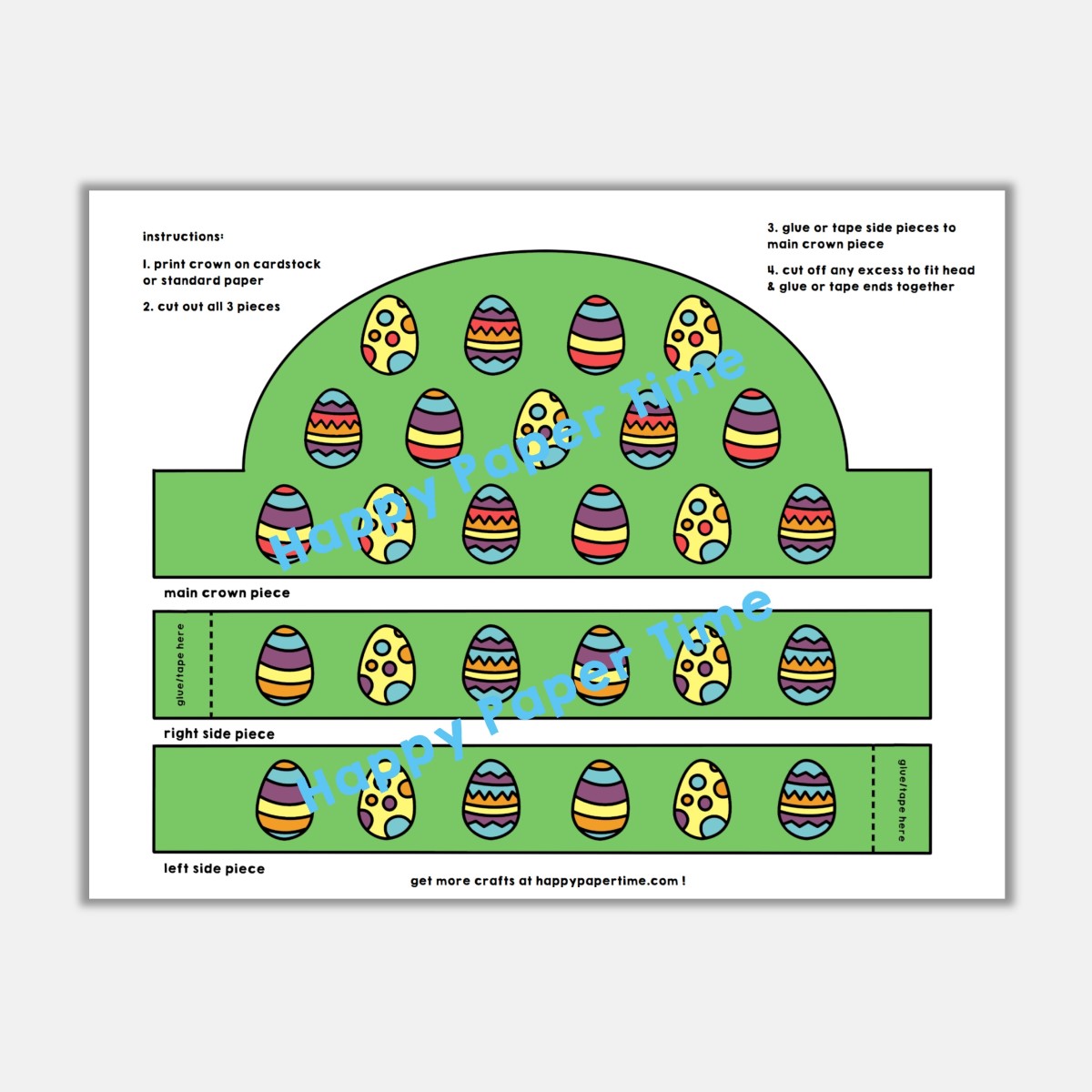 Easter Eggs Paper Crown Headband Printable Easter Craft Activity Spring ...