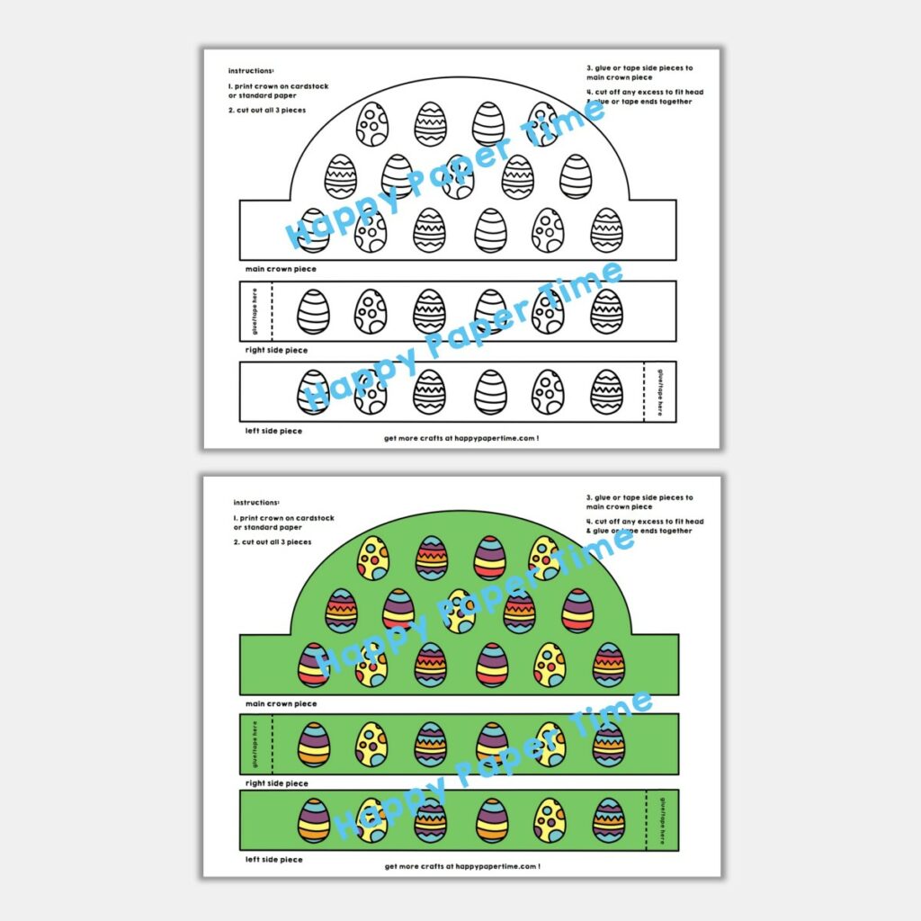 Easter Eggs Paper Crown Headband Printable Easter Craft Coloring ...