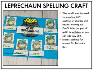 Leprechaun Craft for Spelling or Phonics (editable title included ...