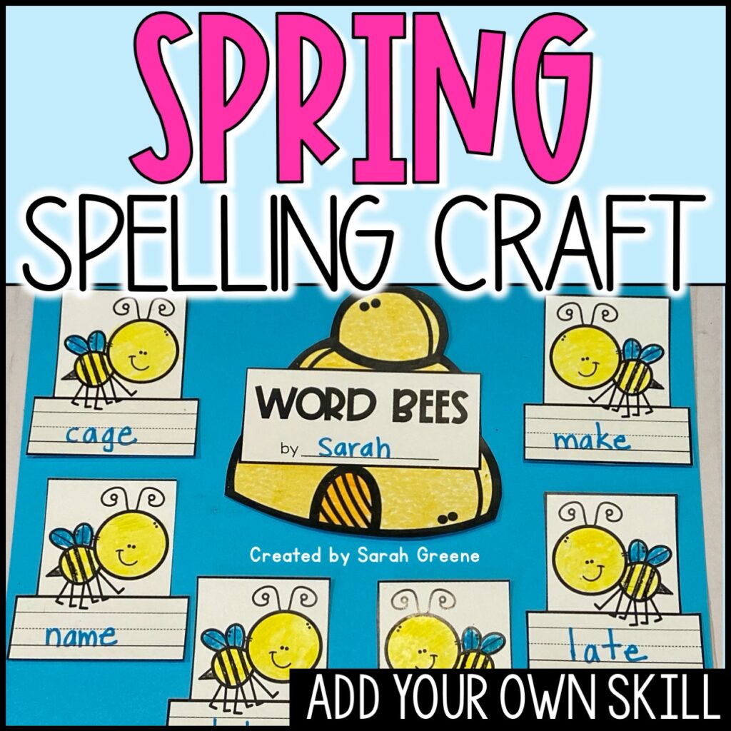 Spring Bee Craft for Spelling or Phonics (editable title included ...