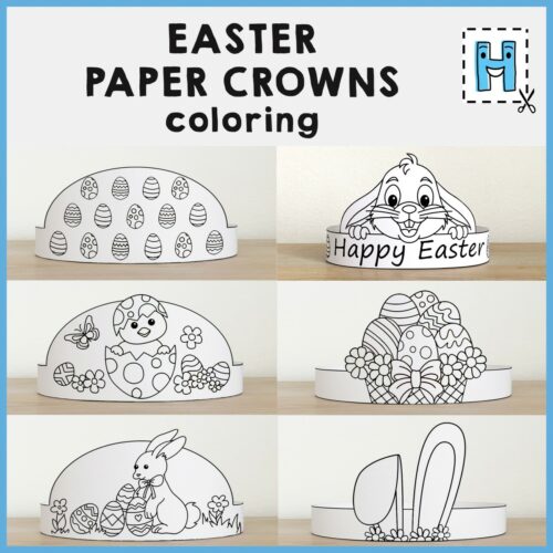 Easter Paper Crowns Headbands Printable Eggs Bunny Chick Craft Coloring ...