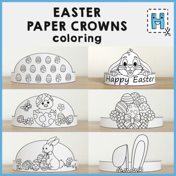 Easter Paper Crowns Headbands Printable Eggs Bunny Chick Craft Coloring ...