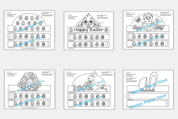 Easter Paper Crowns Headbands Printable Eggs Bunny Chick Craft Coloring ...