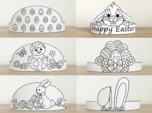 Easter Paper Crowns Headbands Printable Eggs Bunny Chick Craft Coloring ...