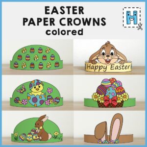 Easter Paper Crowns Headbands Printable Eggs Bunny Chick Craft Activity ...
