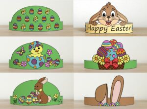 Easter Paper Crowns Headbands Printable Eggs Bunny Chick Craft Activity ...