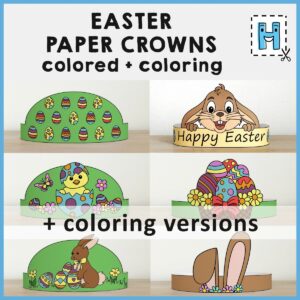 Easter Paper Crowns Headbands Printable Eggs Bunny Chick Craft Coloring ...