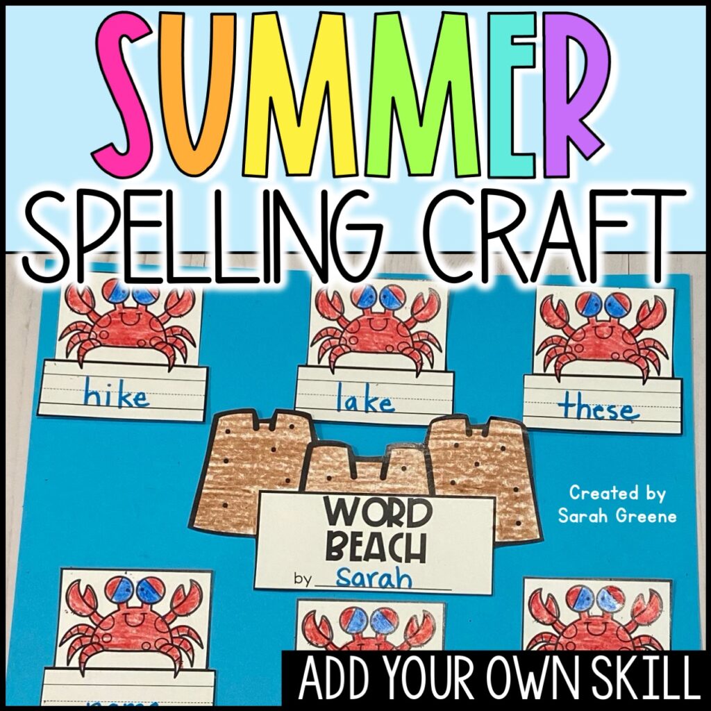 Summer Beach Craft for Spelling or Phonics Skill (editable title ...