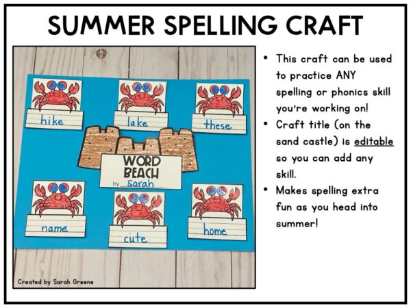 Summer Spelling or Phonics Activity with Editable Title | Made By Teachers