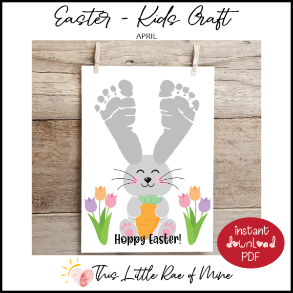Hoppy Easter - Easter Bunny - Footprint Art - Handprint - Keepsake ...