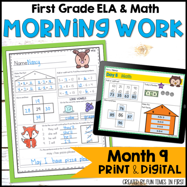 First Grade Morning Work | Printable and Digital for Google Slides ...