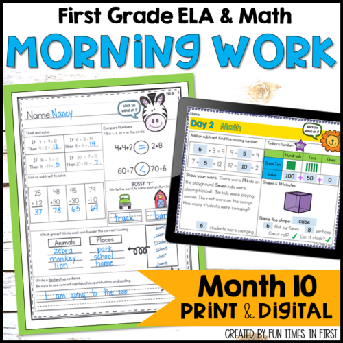 Morning Work First Grade Month 10 Print and Digital for use in Google ...