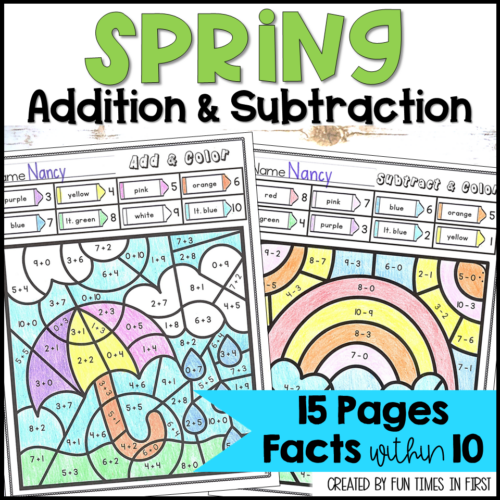 Spring Color by Number | Addition Subtraction & Mixed Practice within ...