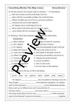 Kate DiCamillo "Mercy Watson Something Wonky This Way Comes" worksheets ...