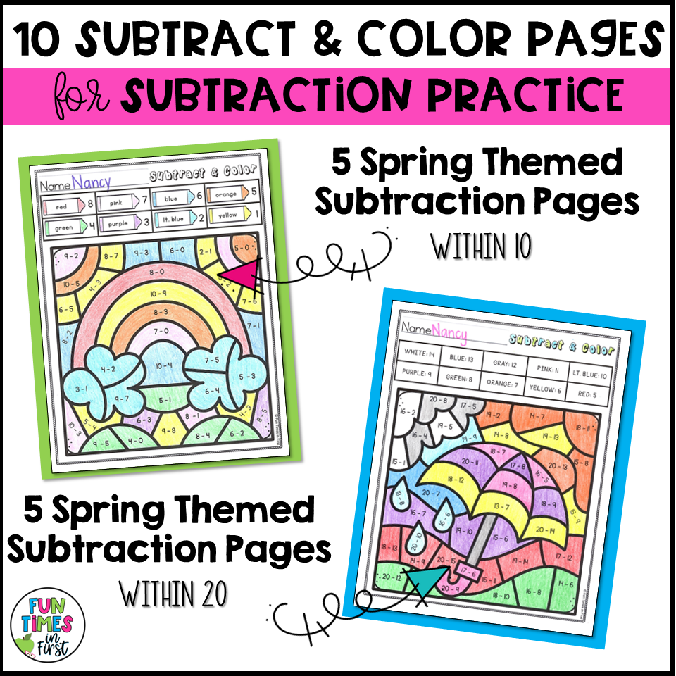 Spring Color by Number BUNDLE - Addition Subtraction & Mixed Facts ...