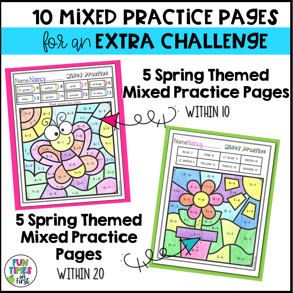 Spring Color by Number BUNDLE - Addition Subtraction & Mixed Facts ...