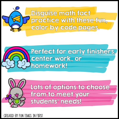 Spring Color by Number BUNDLE - Addition Subtraction & Mixed Facts ...