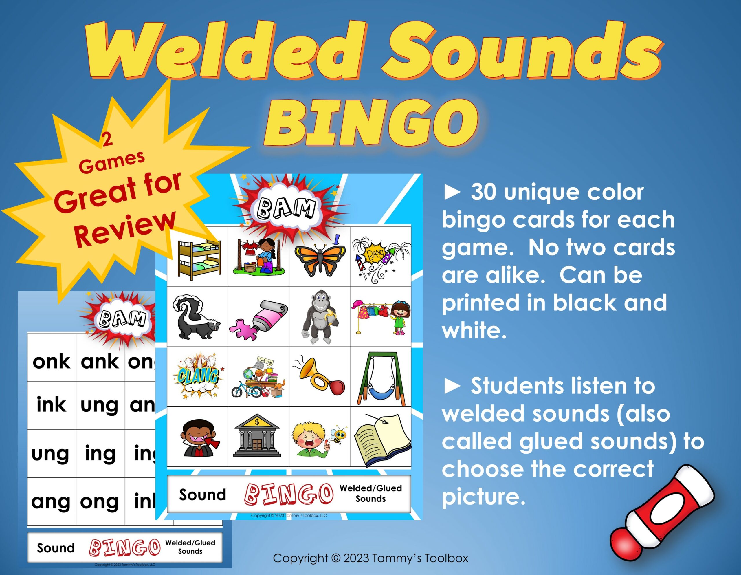 Welded Glued Sounds Bingo Game for Phonemic Awareness | Made By Teachers