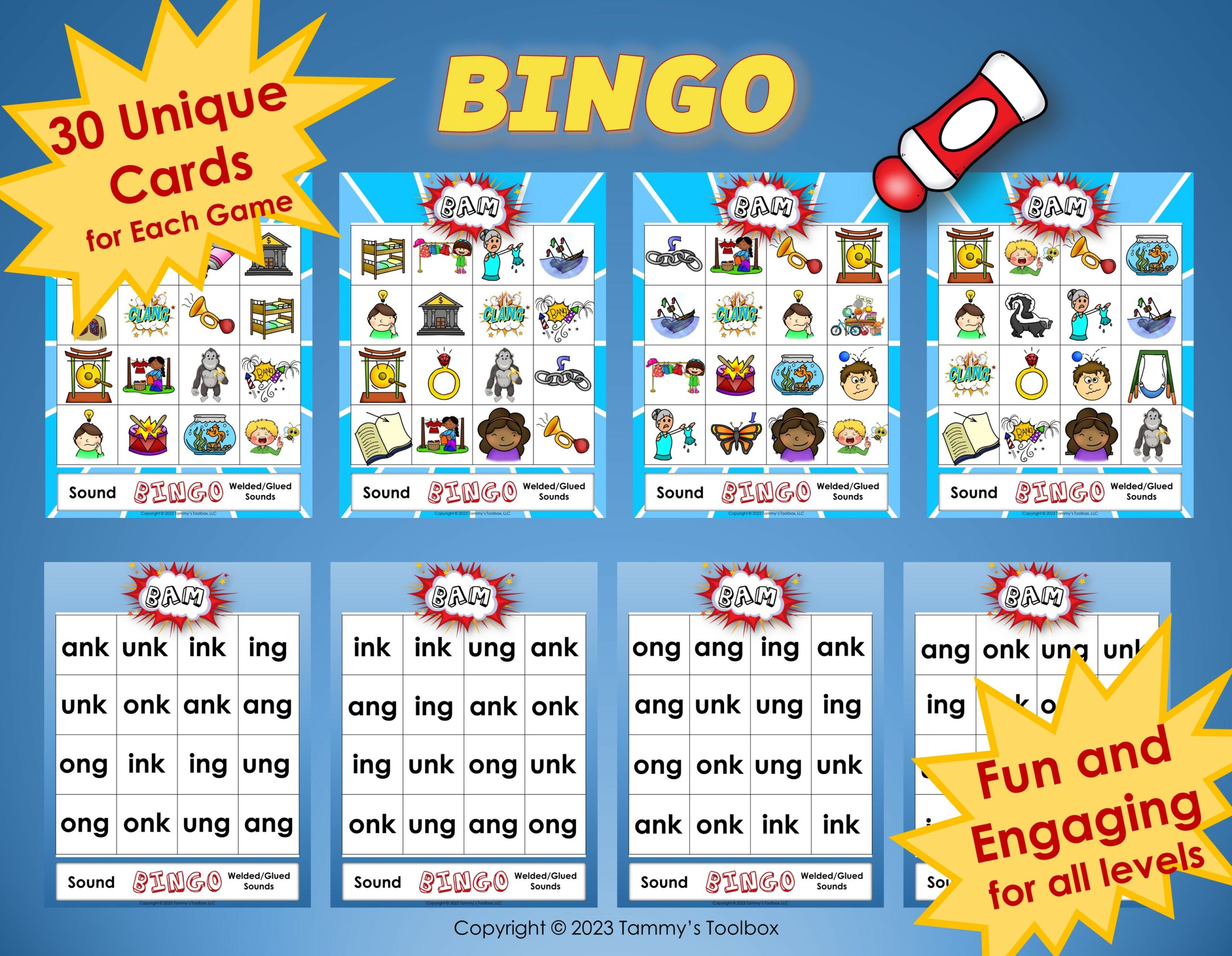 Welded Glued Sounds Bingo Game for Phonemic Awareness | Made By Teachers