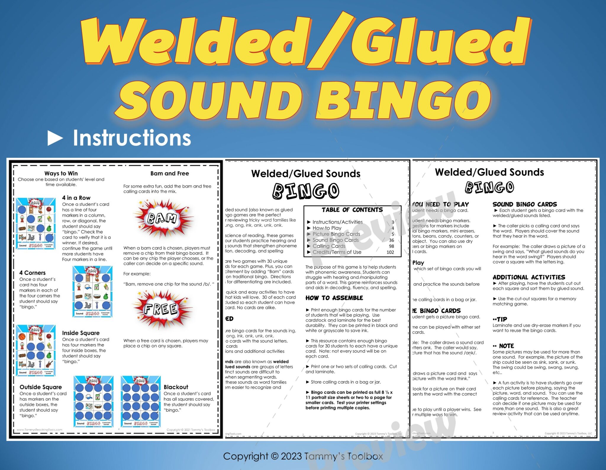 Welded Glued Sounds Bingo Game for Phonemic Awareness | Made By Teachers