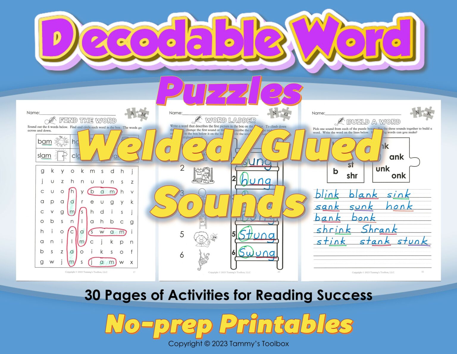 Decodable Welded and Glued Sound Word Family Puzzles | Made By Teachers