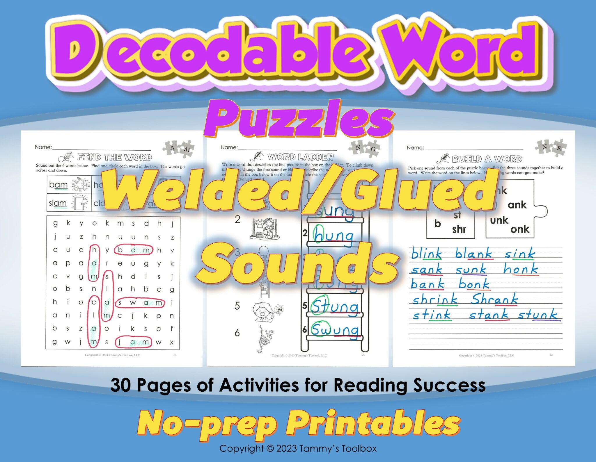 Decodable Welded and Glued Sound Word Family Puzzles | Made By Teachers