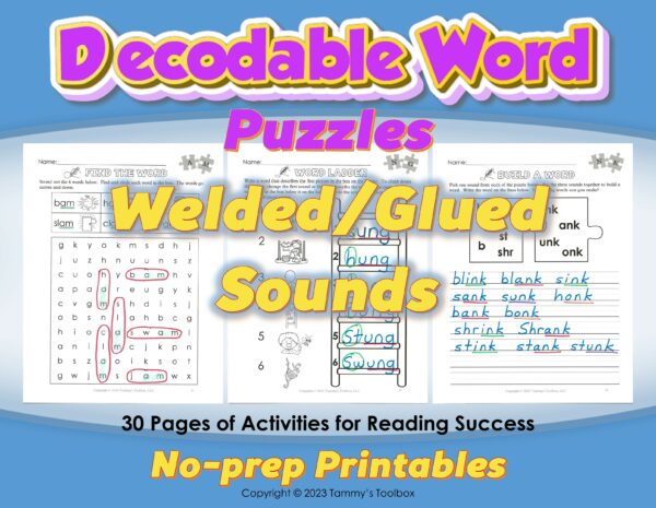Decodable Welded and Glued Sound Word Family Puzzles | Made By Teachers