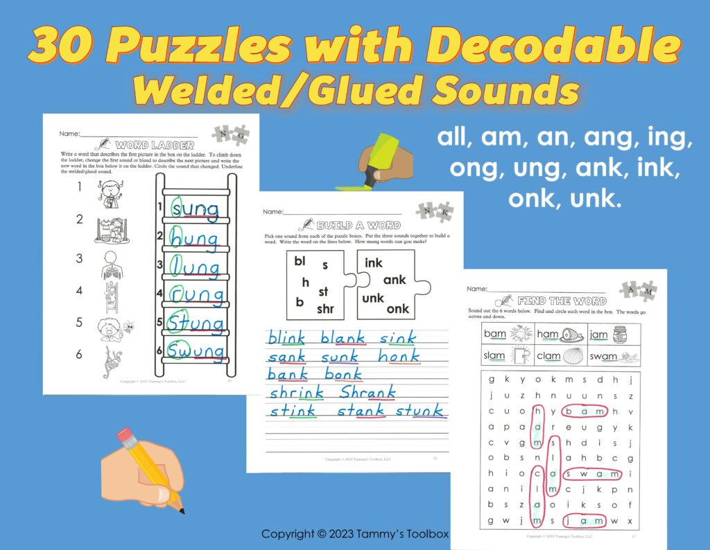 Decodable Welded and Glued Sound Word Family Puzzles | Made By Teachers